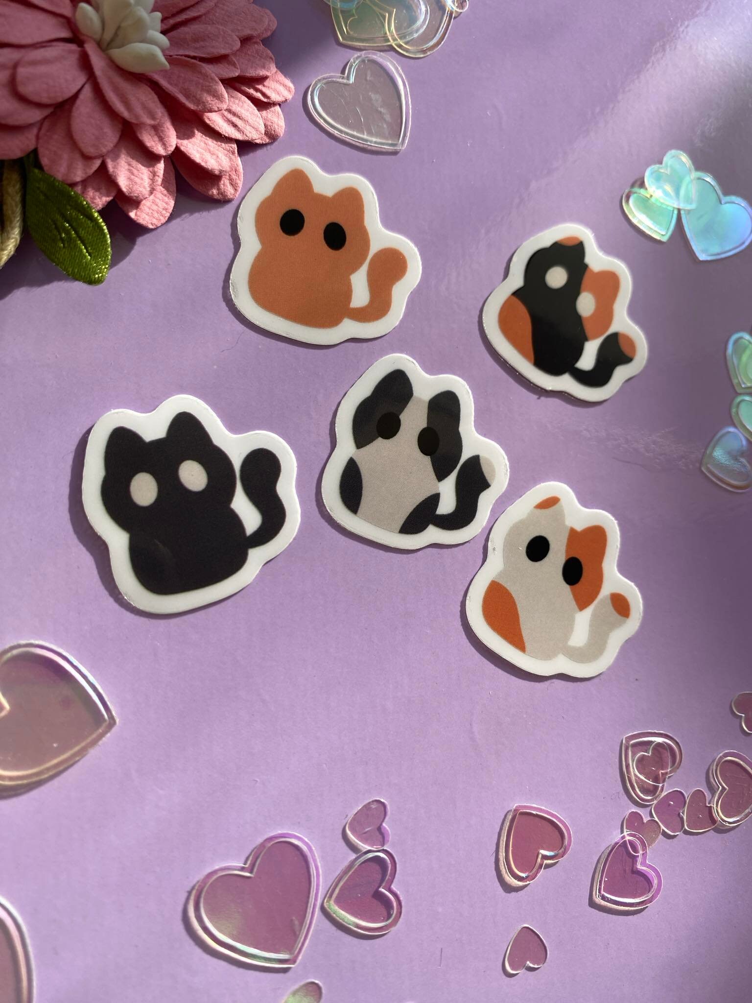 5 Mini Kitty Filler Stickers - Transparent Waterproof Clear Stickers ...