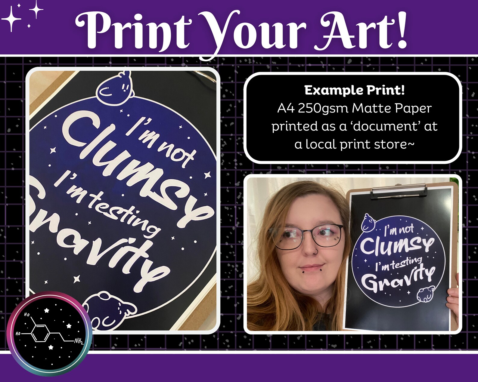 I'm Not Clumsy I'm Testing Gravity - Printable Wall Art, Cute Space Art ...