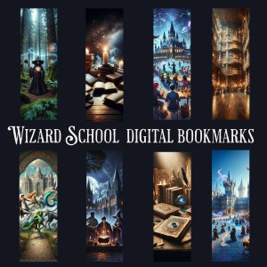 Wizard School Bookmark Designs, 8 Digital Bookmarks, Printable ...