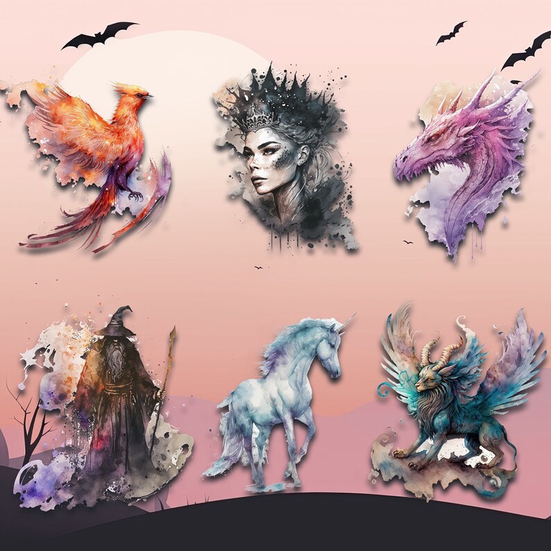 67 Fantasy World Digital Stickers, PNG Stickers, Fantasy Creatures ...