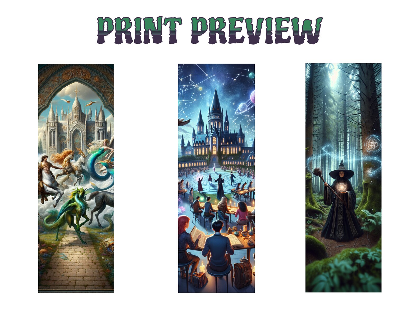 Wizard School Bookmark Designs, 8 Digital Bookmarks, Printable ...