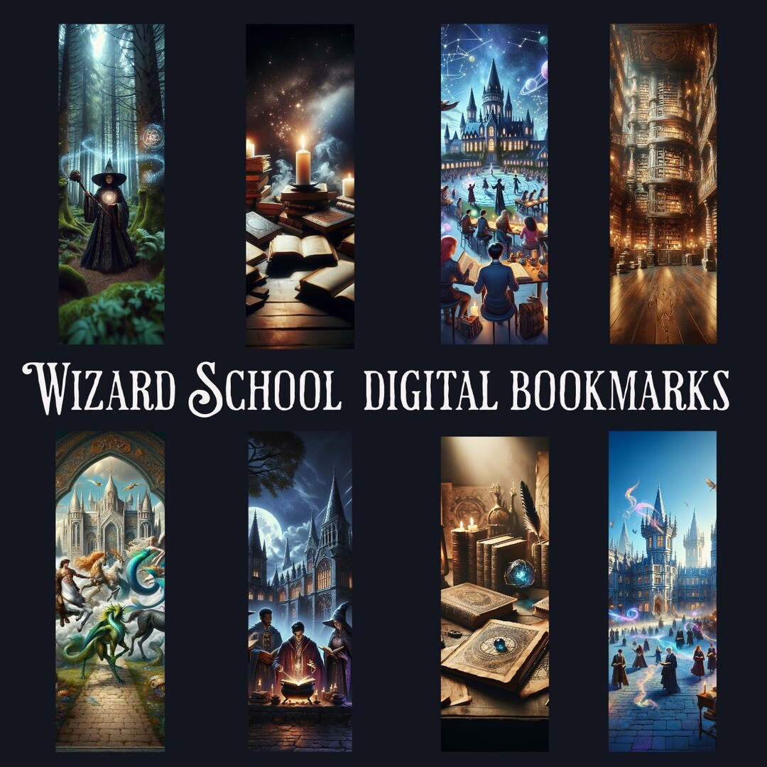Wizard School Bookmark Designs, 8 Digital Bookmarks, Printable ...