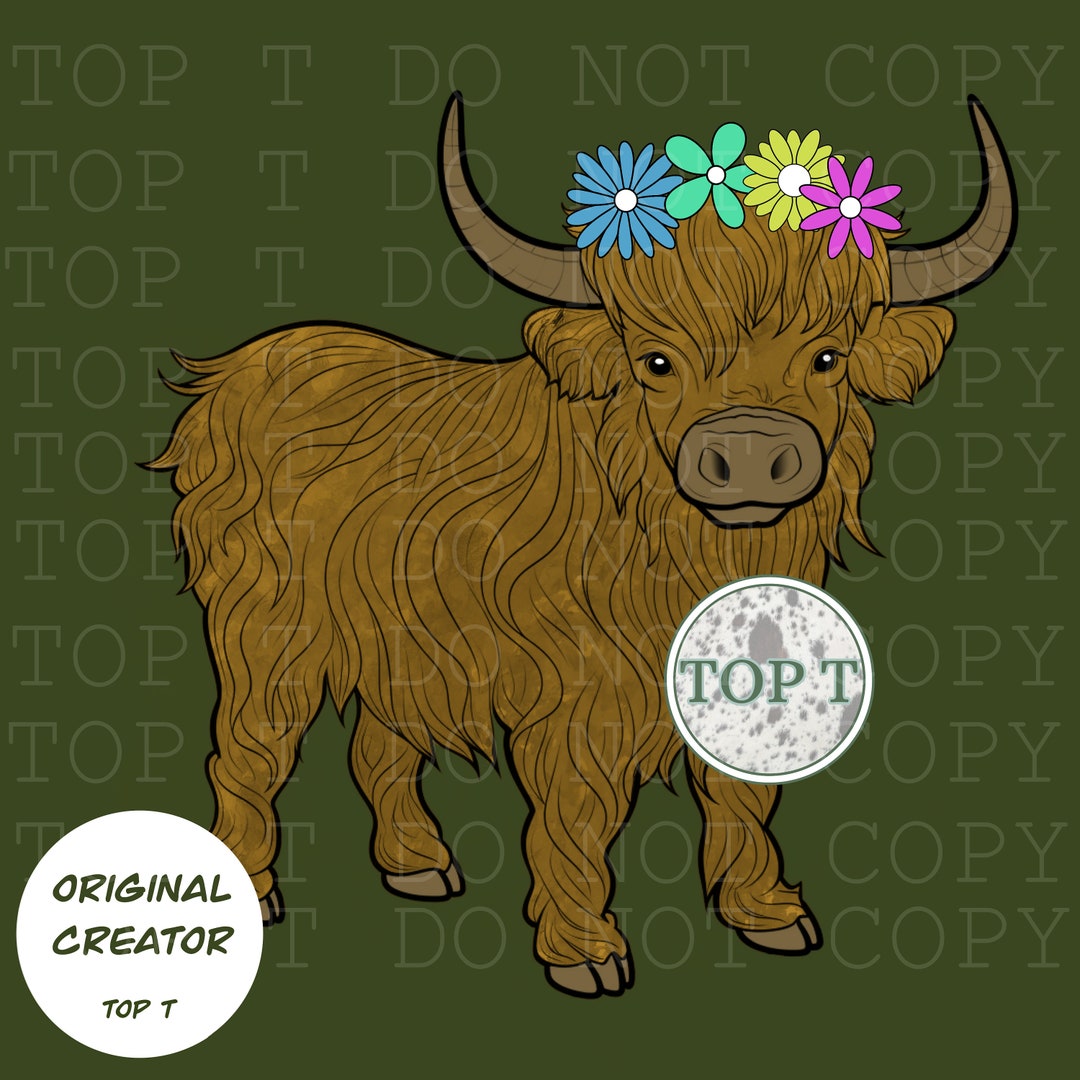 Highland Cow Floral PNG - Etsy