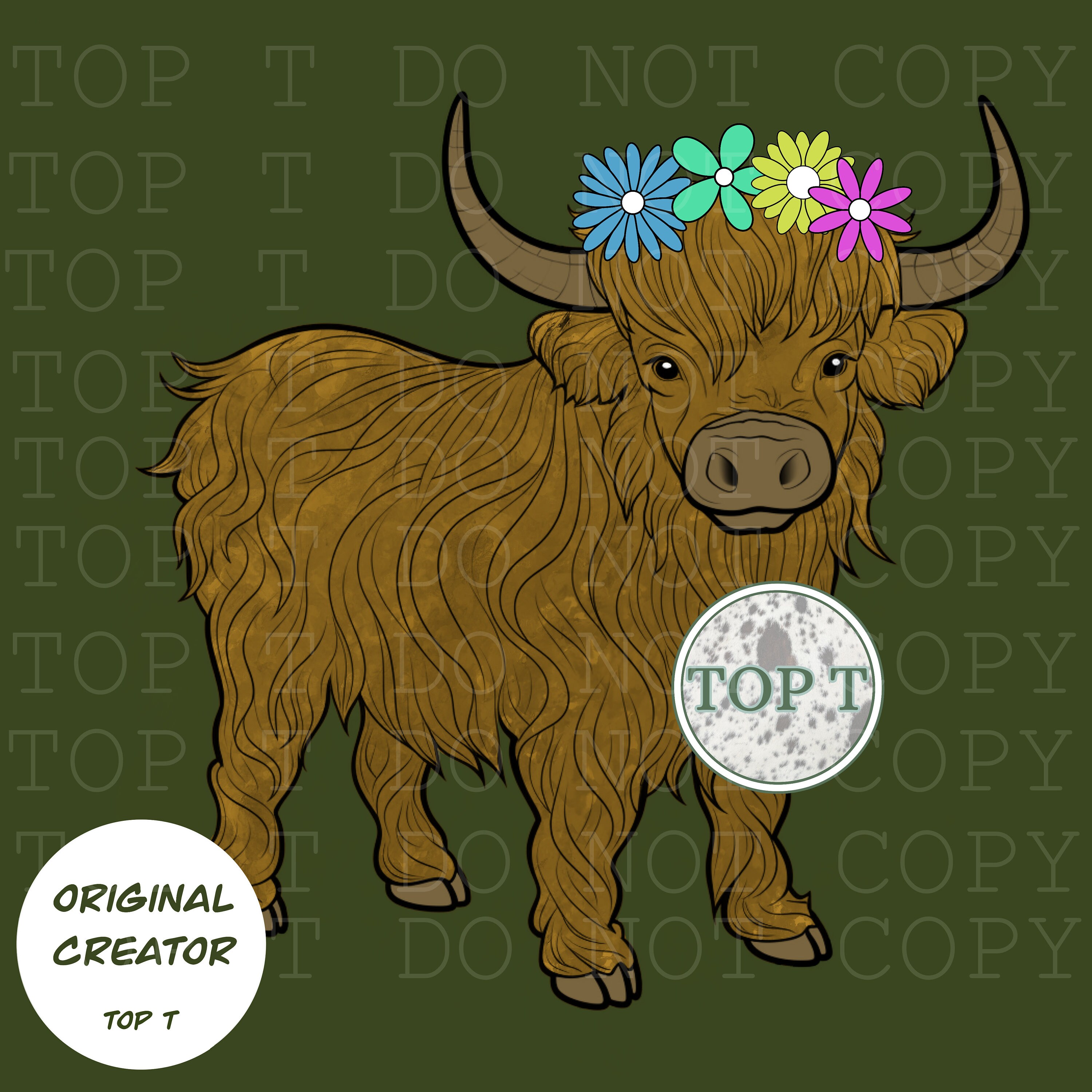 Highland Cow Floral PNG - Etsy