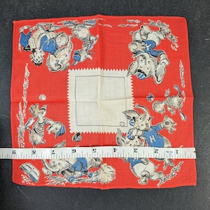Vintage Tom Lamb Children's Handkerchief - 40's Elephants Playing ...