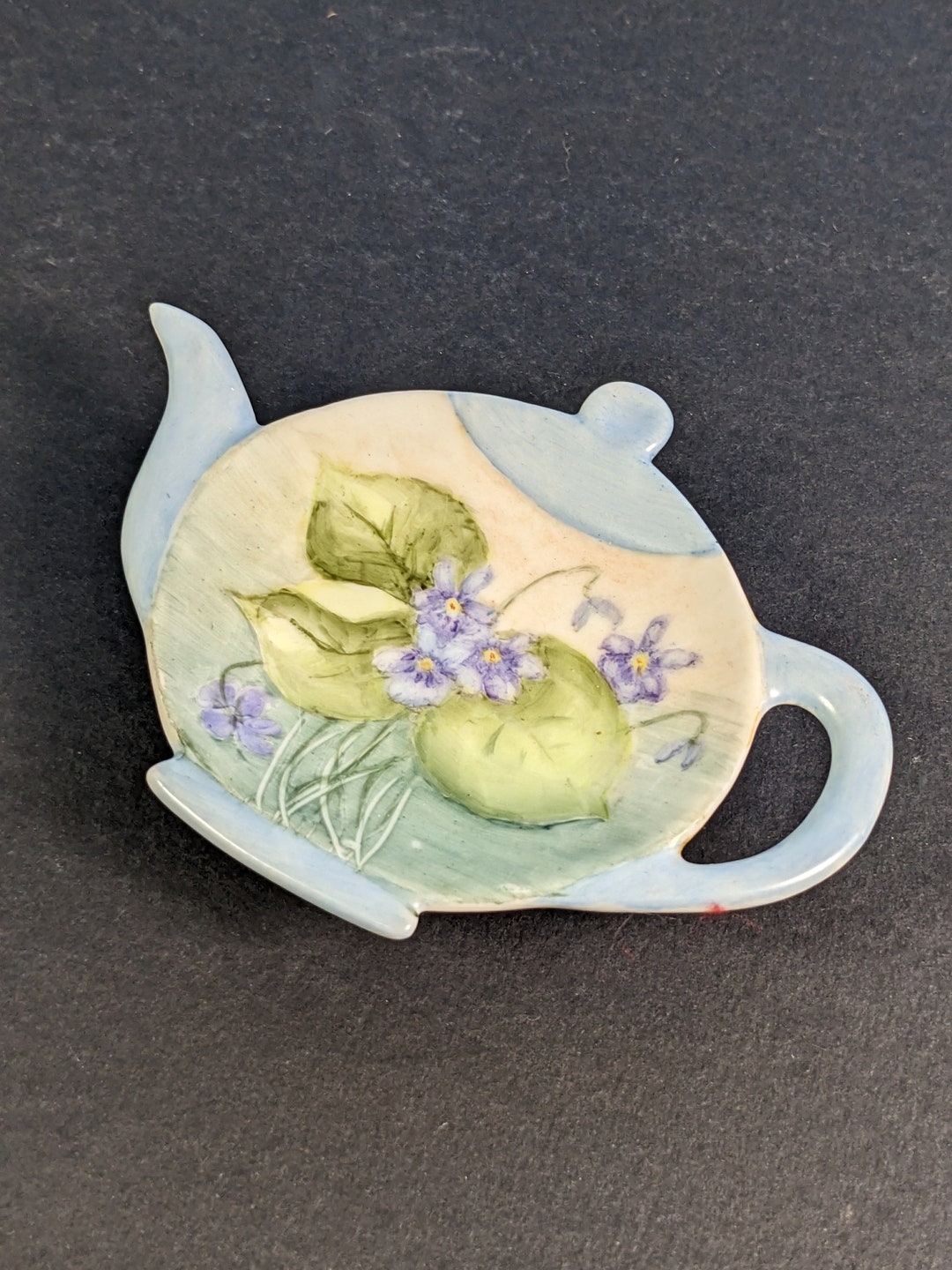Vintage Painted Violets Tea Bag Holder Painted Ceramic - Etsy