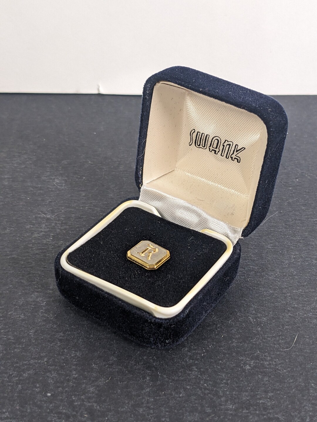 Vintage Swank Tie Tack Pin in Original Box Monogram Letter R Initial ...