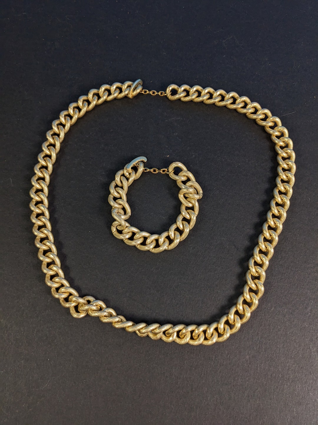 Vintage Bracelet and Necklace Set Interchangeable Gold Links Chunky ...