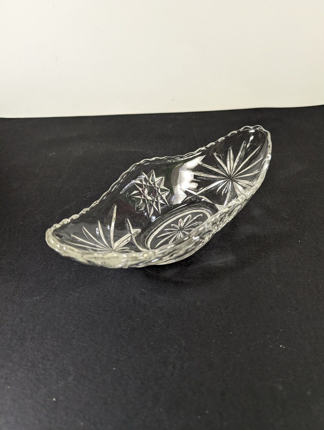 Vintage Anchor Hocking Banana Split Dish Boat - Clear Pressed Glass ...