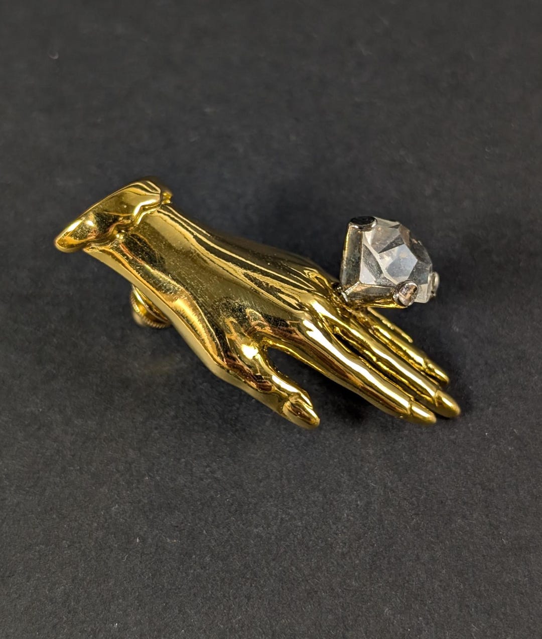 Vintage M Jent Hand Brooch Solitaire Ring Pin 80's 90's Costume Jewelry ...