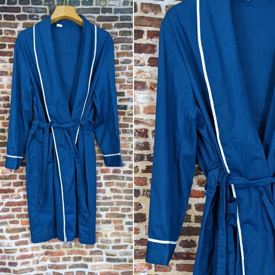 Vintage Sears Men's Store Robe Blue Cotton Bath Robe - Etsy
