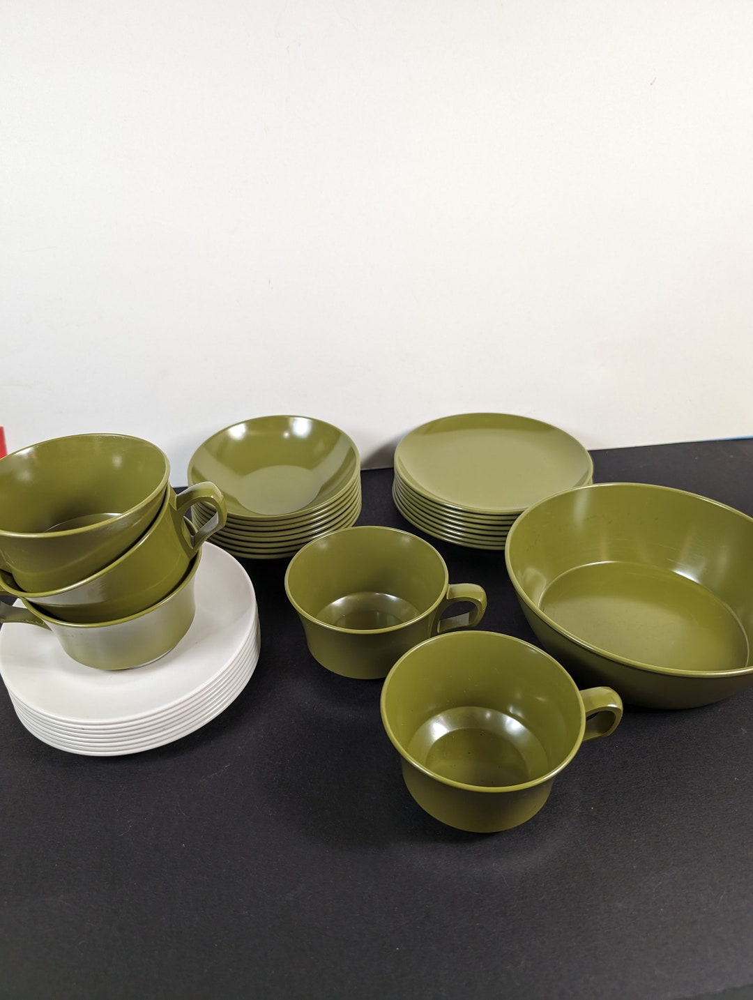 Vintage Allied Chemical Green Melamine Dish Set - Cups Saucers Bowls - 30 Pcs - Etsy