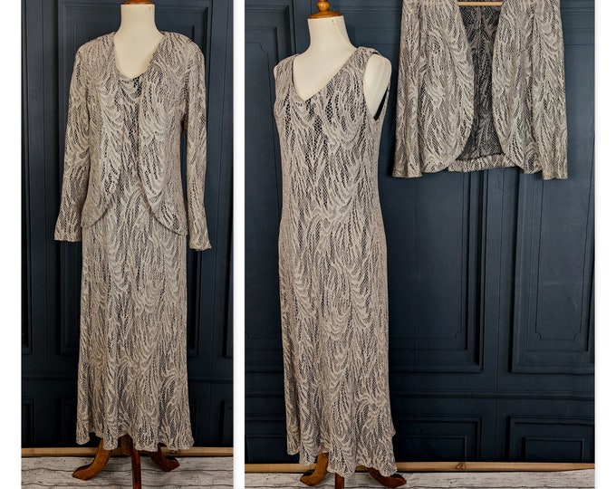 Vintage Art Deco Flapper Style Formal Dress and Matching Jacket - Black ...