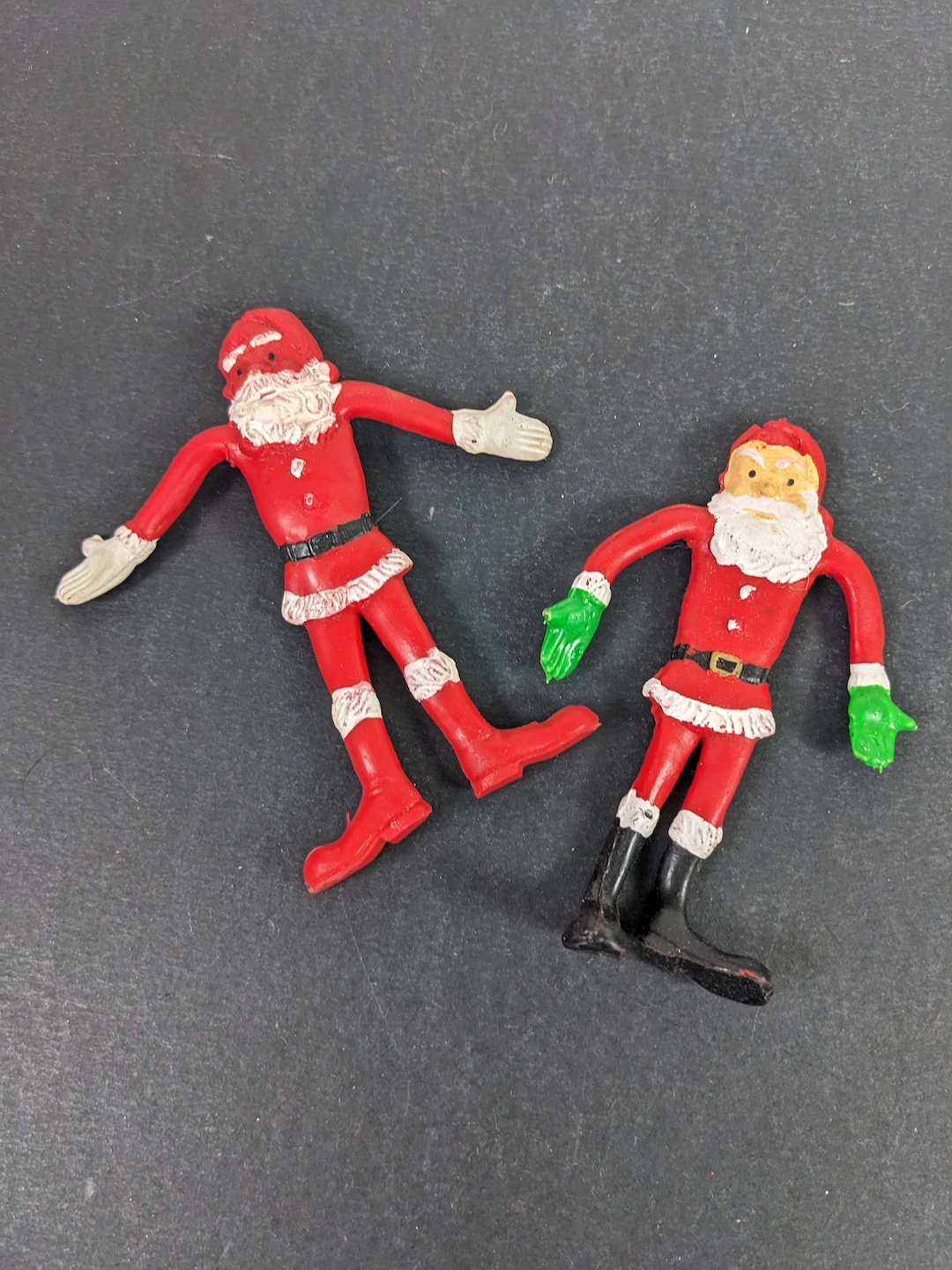 Vintage Posable Bendable Rubber Santa - Set of 2 Bendy Santa Toys Retro ...