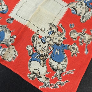 Vintage Tom Lamb Children's Handkerchief - 40's Elephants Playing ...