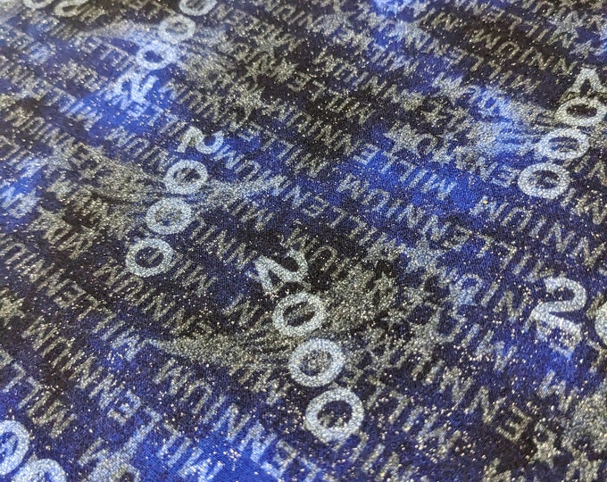 Vintage Year 2000 Millennium Sewing Fabric - Blue Glitter Printed ...
