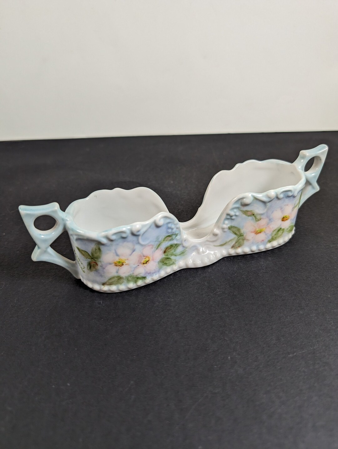 Antique Vintage Ceramic Eyeglasses Holder Painted Ceramic With Handles ...