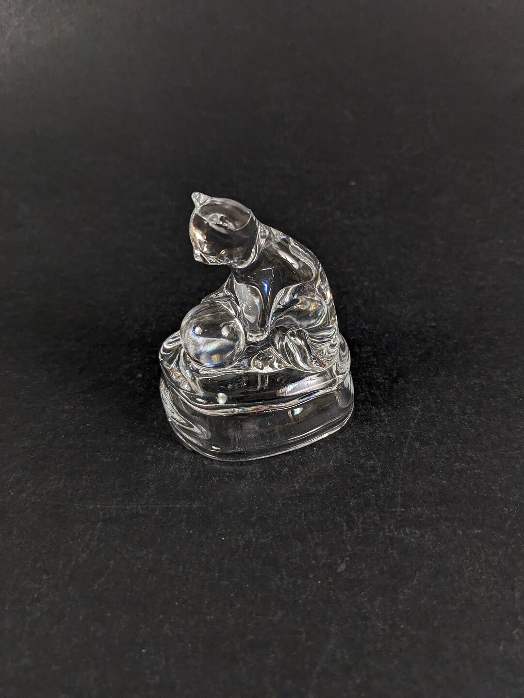 Vintage Avon Crystal Cat Figurine Clear Kitten With Toy Ball Small 2.5 ...