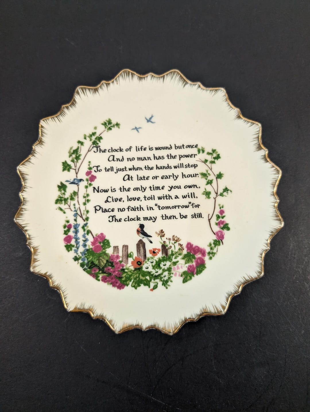 Vintage Decorative Plate - Songbird in Garden Country Cottage Wall ...