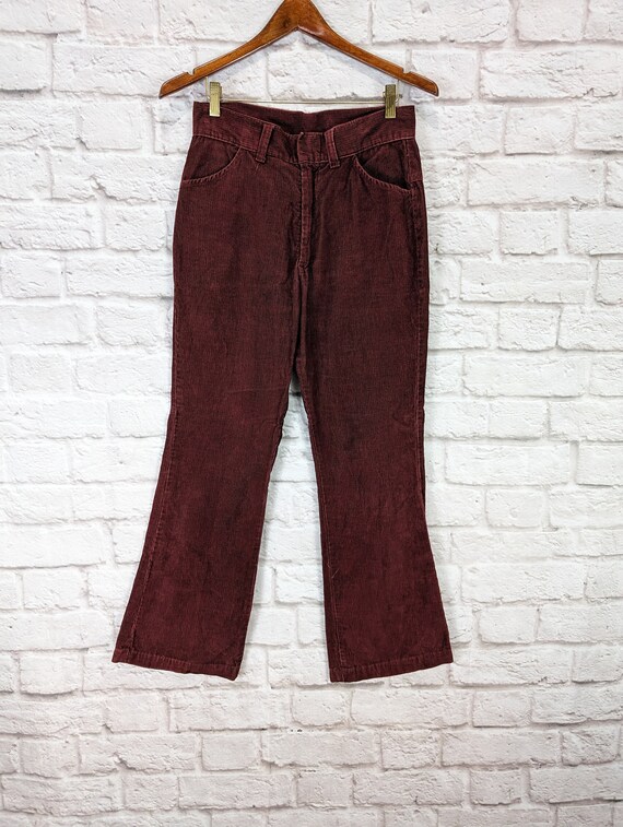 Vintage Corduroy Pants - Dark Red Maroon Size Small M… - Gem