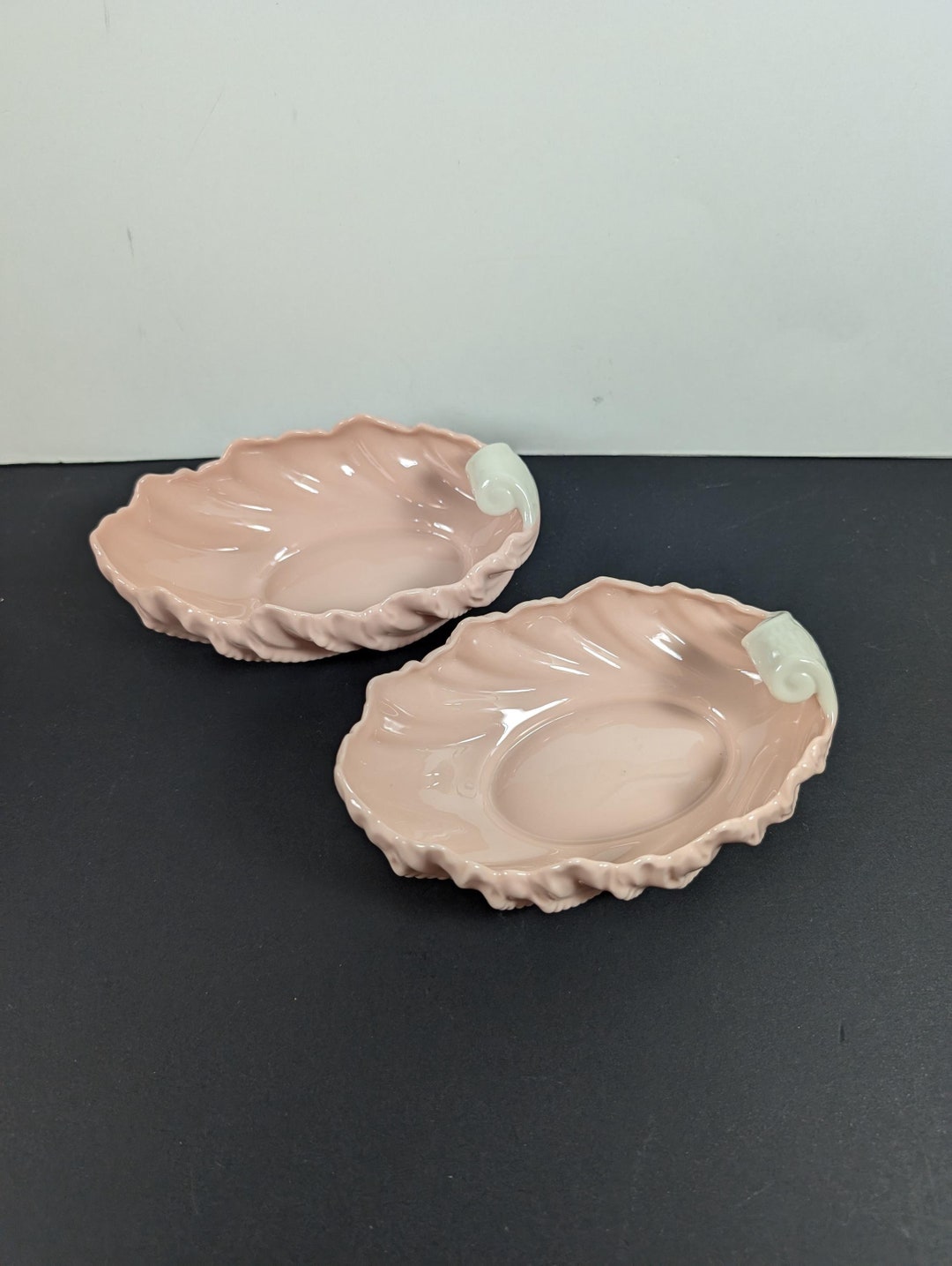 2 Vintage Pink Lenox Bowls Candy Nut Dishes - Blush Pink Acanthus Leaf ...