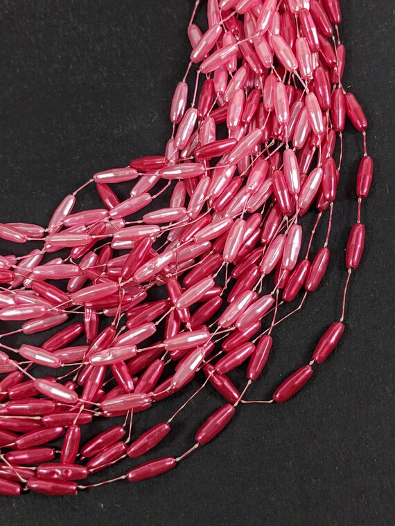 Vintage Pink Plastic Necklace - Fixed Plastic Beads -… - Gem