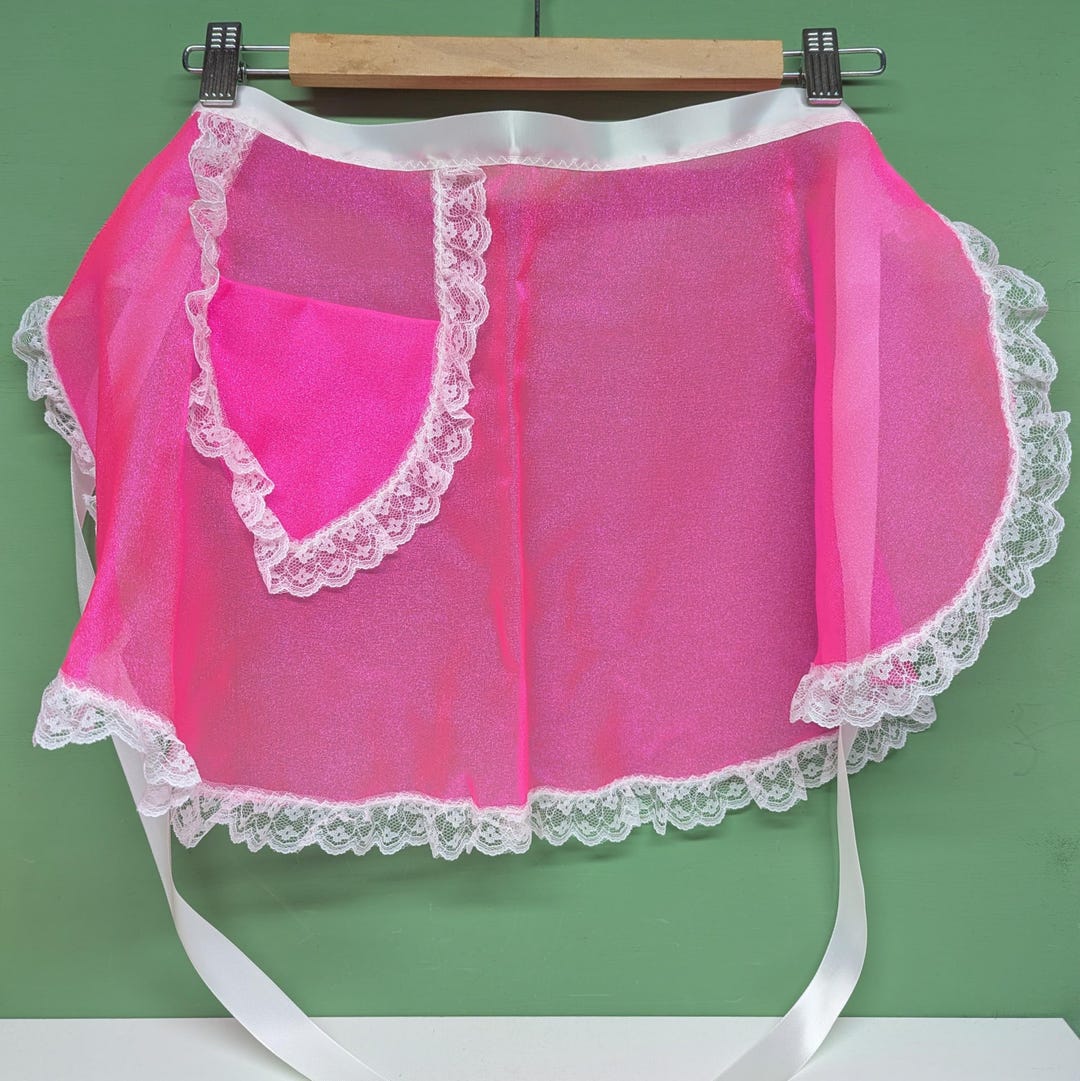 Vintage Sheer Hot Pink N Lace Half Apron - Etsy
