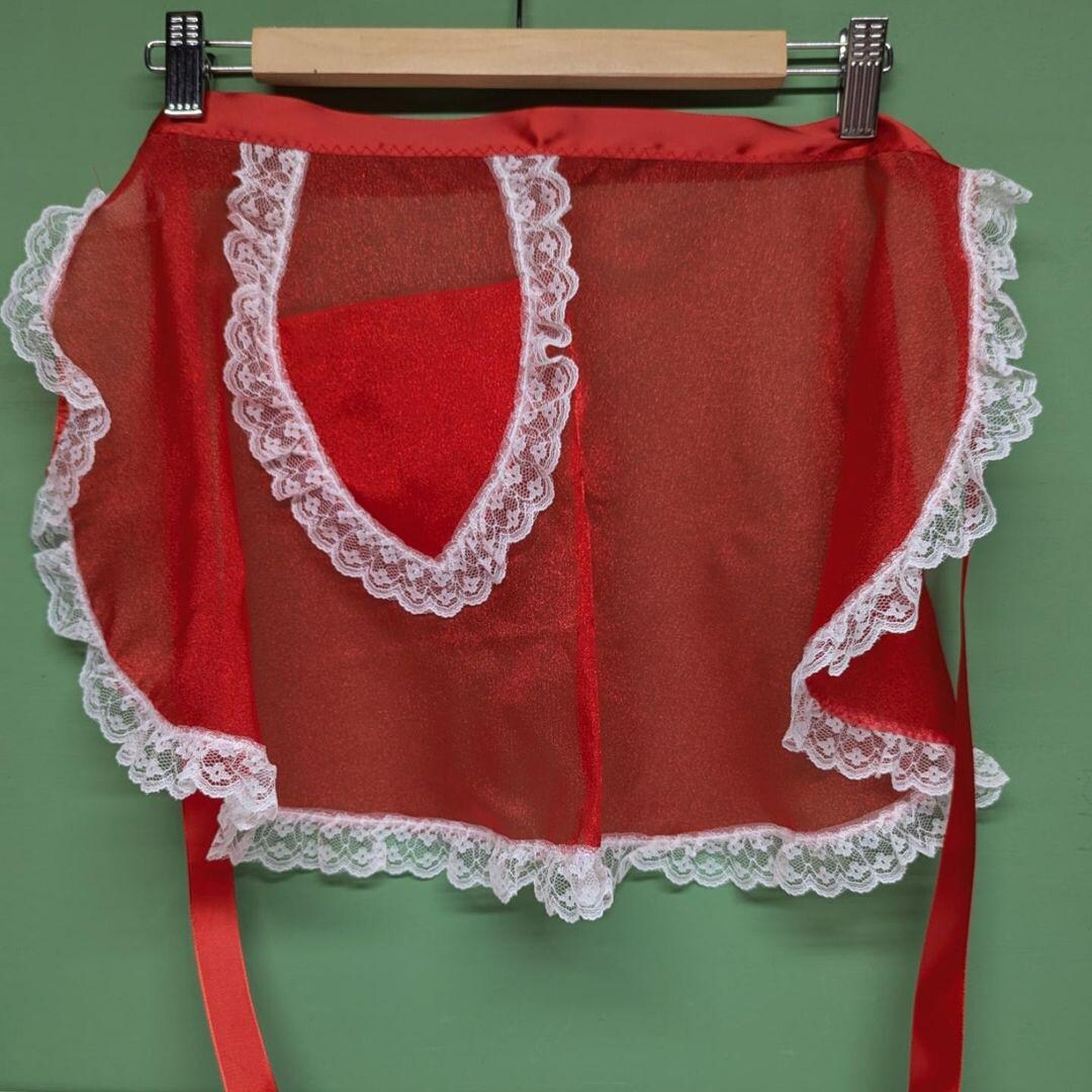 Vintage Sheer Red N Lace Half Apron - Etsy