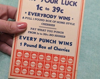 Original Vintage 40s Unused Punch Card win America's - Etsy