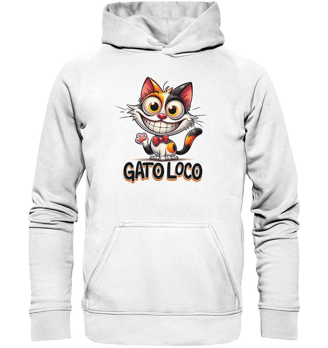 Gato Loco Logocat Friendly Smiling Happy Cat Basic Unisex Hoodie - Etsy