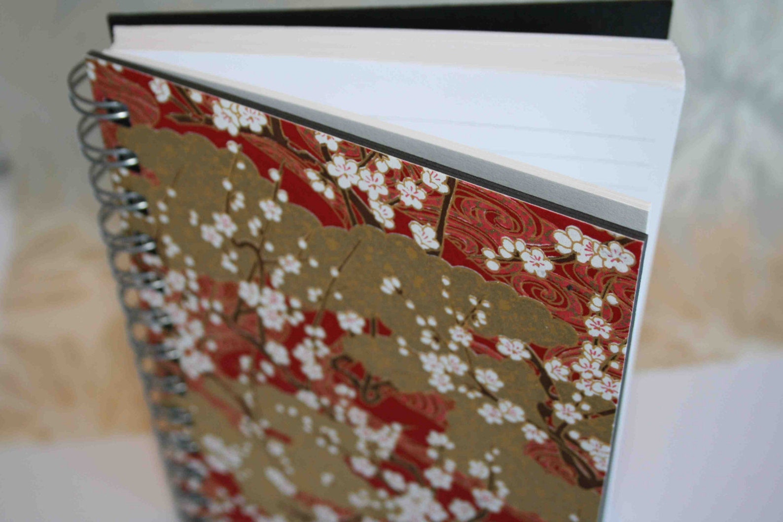 NEW PRICE Cherry Blossom Notebook and Journal Gold and Red | Etsy
