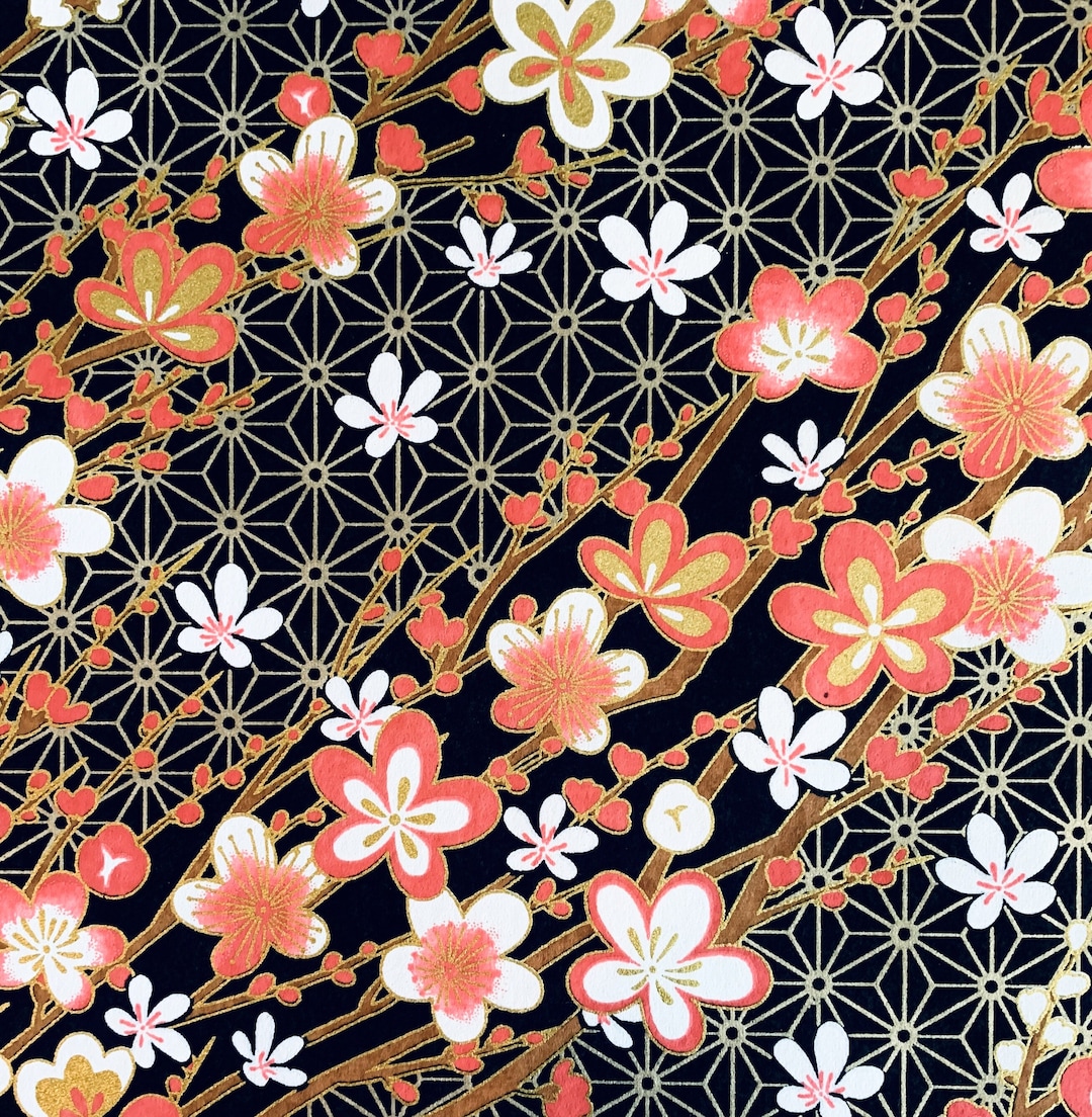 Chiyogami or Yuzen Paper Branches of Bursting Coral Snow - Etsy