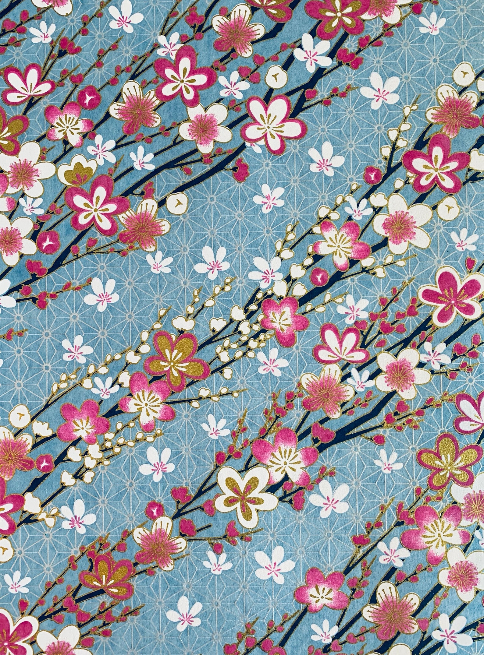 Chiyogami or Yuzen Paper Branches of Bursting Magenta Snow - Etsy