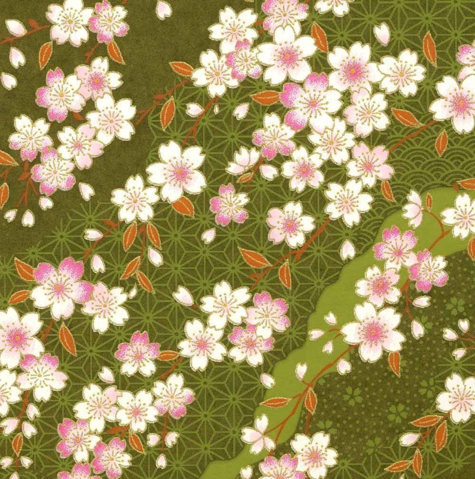 Chiyogami or Yuzen Paper Pretty Waves of Pink Cherry - Etsy