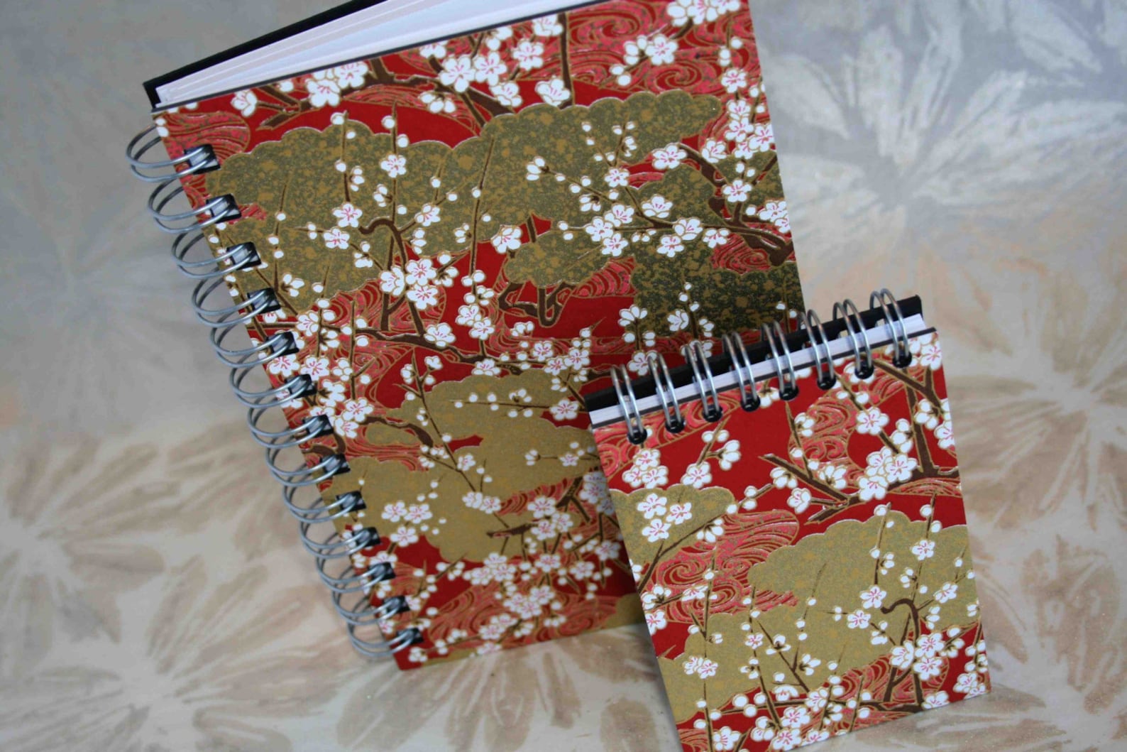 NEW PRICE Cherry Blossom Notebook and Journal Gold and Red | Etsy