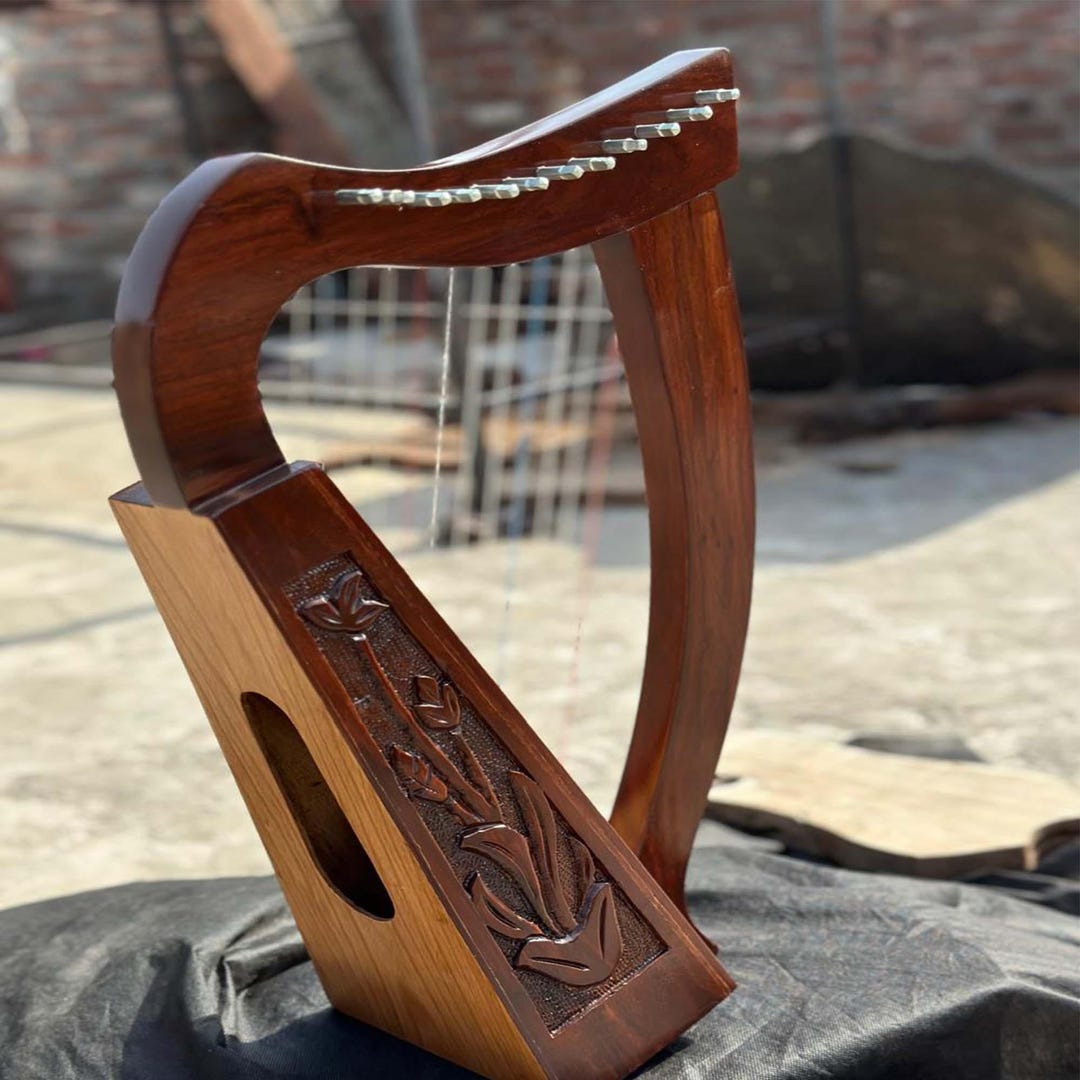 Rosewood 12-string Lyre Harp - Medieval Musical Instrument - Etsy