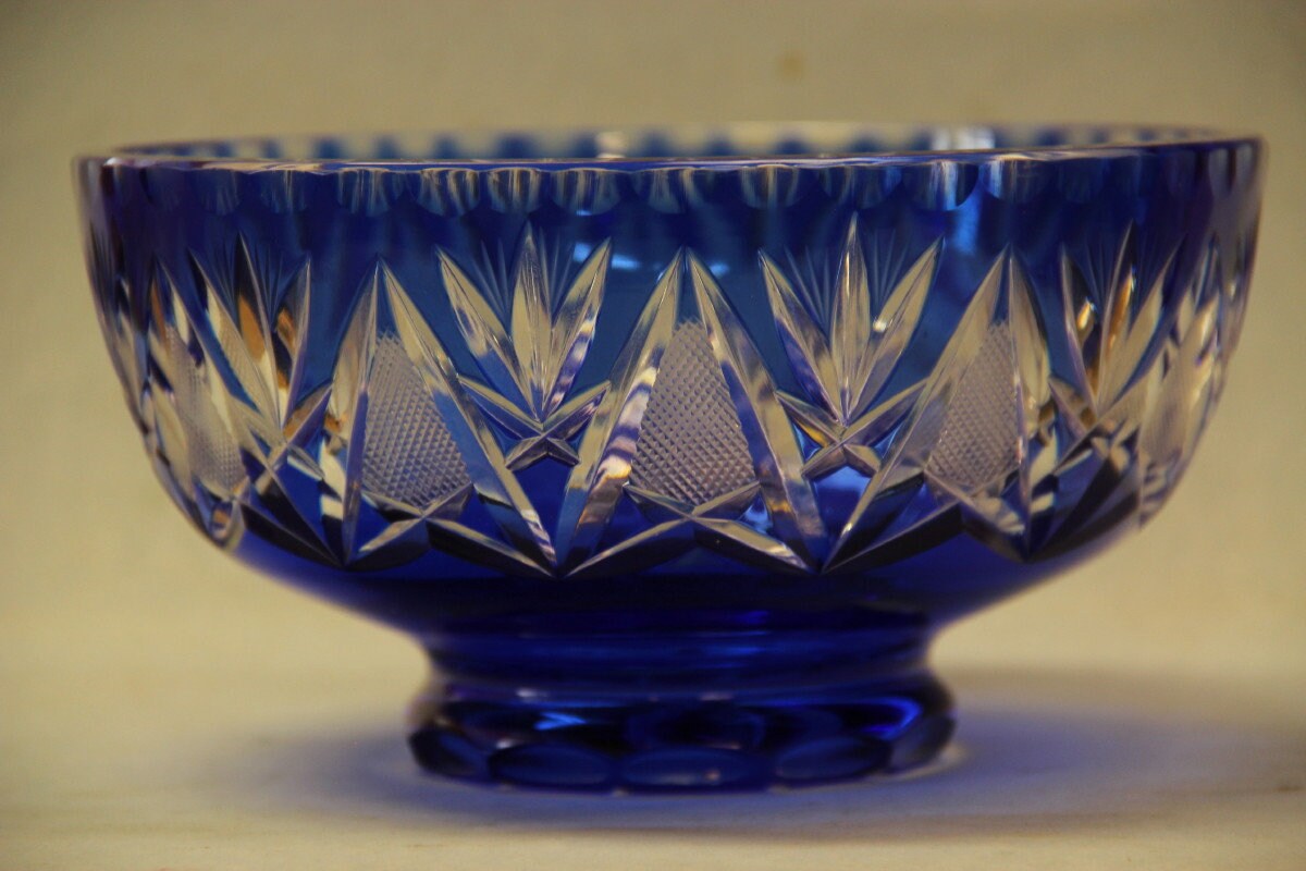 Vintage GERMAN IMPERLUX Cobalt Blue Hand Cut Lead CRYSTAL - 7" Bowl - Etsy