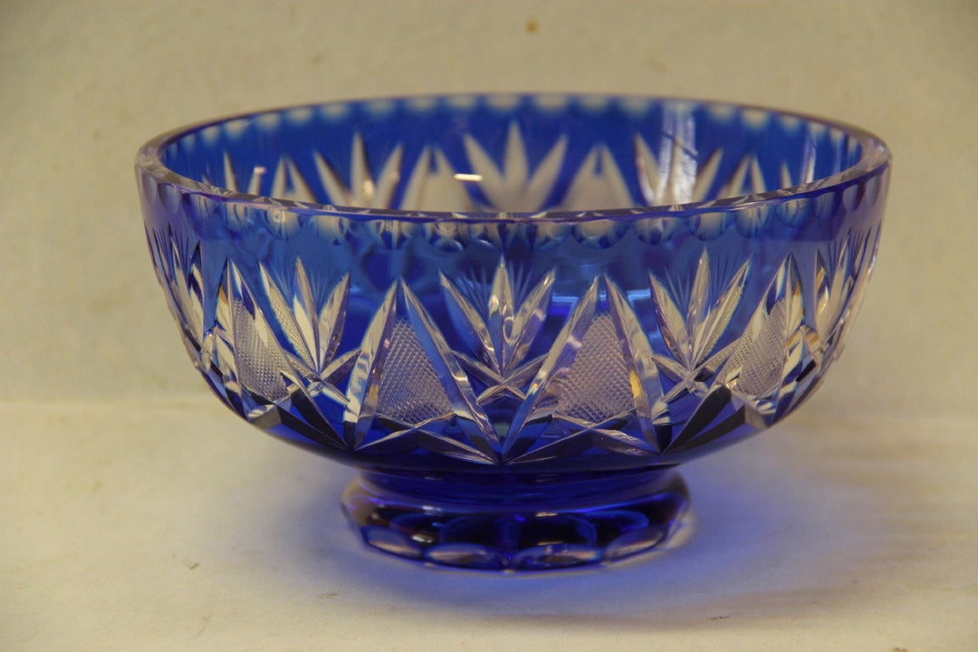 Vintage GERMAN IMPERLUX Cobalt Blue Hand Cut Lead CRYSTAL - 7" Bowl - Etsy