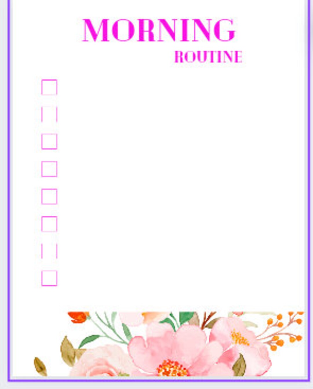 Morning Routine Template - Etsy
