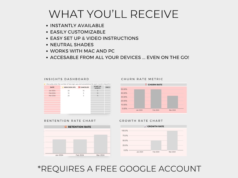 Membership Insights Dashboard | Google Sheets Analytics (digital ...
