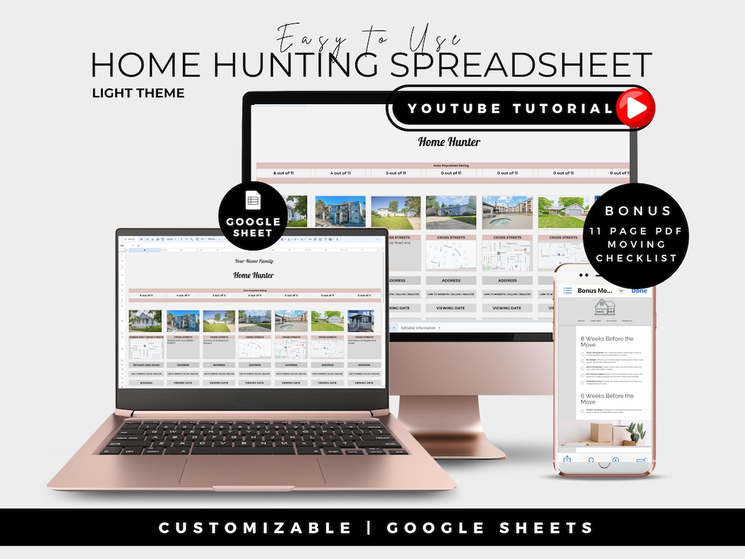 House Hunting Spreadsheet | Rental | Apartment Search Planner | House ...