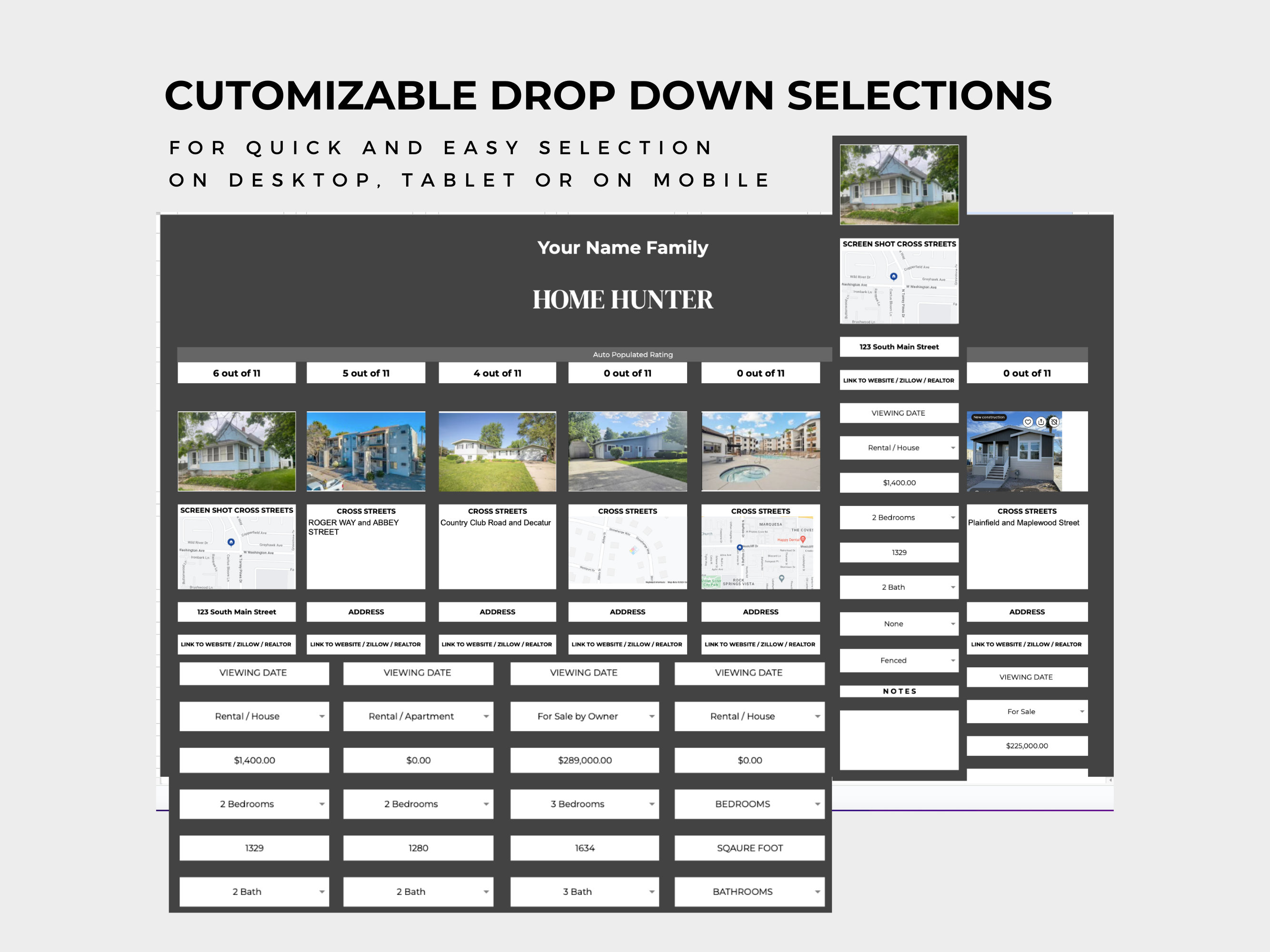 Home Hunting Spreadsheet | House Buying Tracker | Apartment Search ...