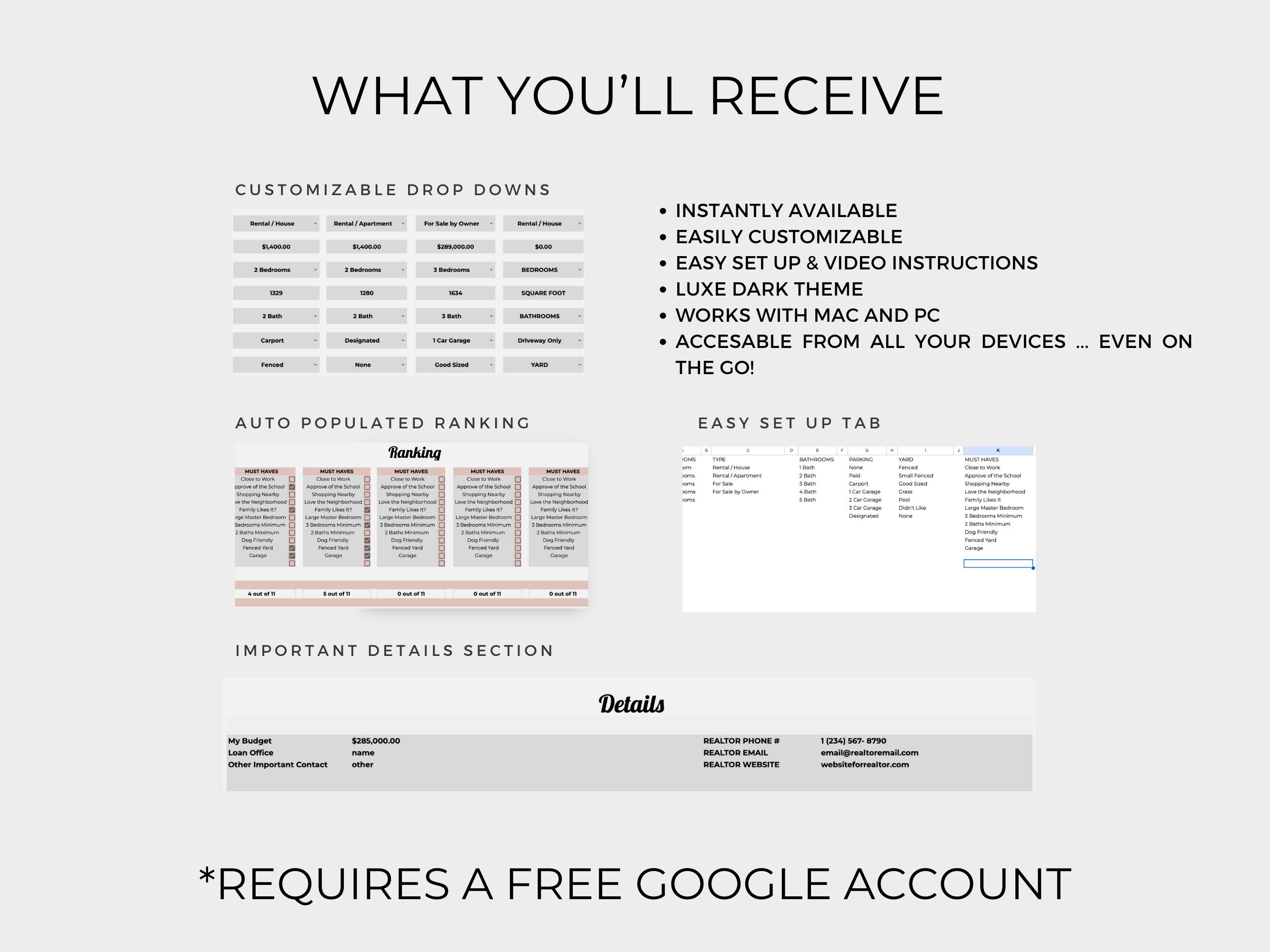 House Hunting Spreadsheet | Rental | Apartment Search Planner | House ...