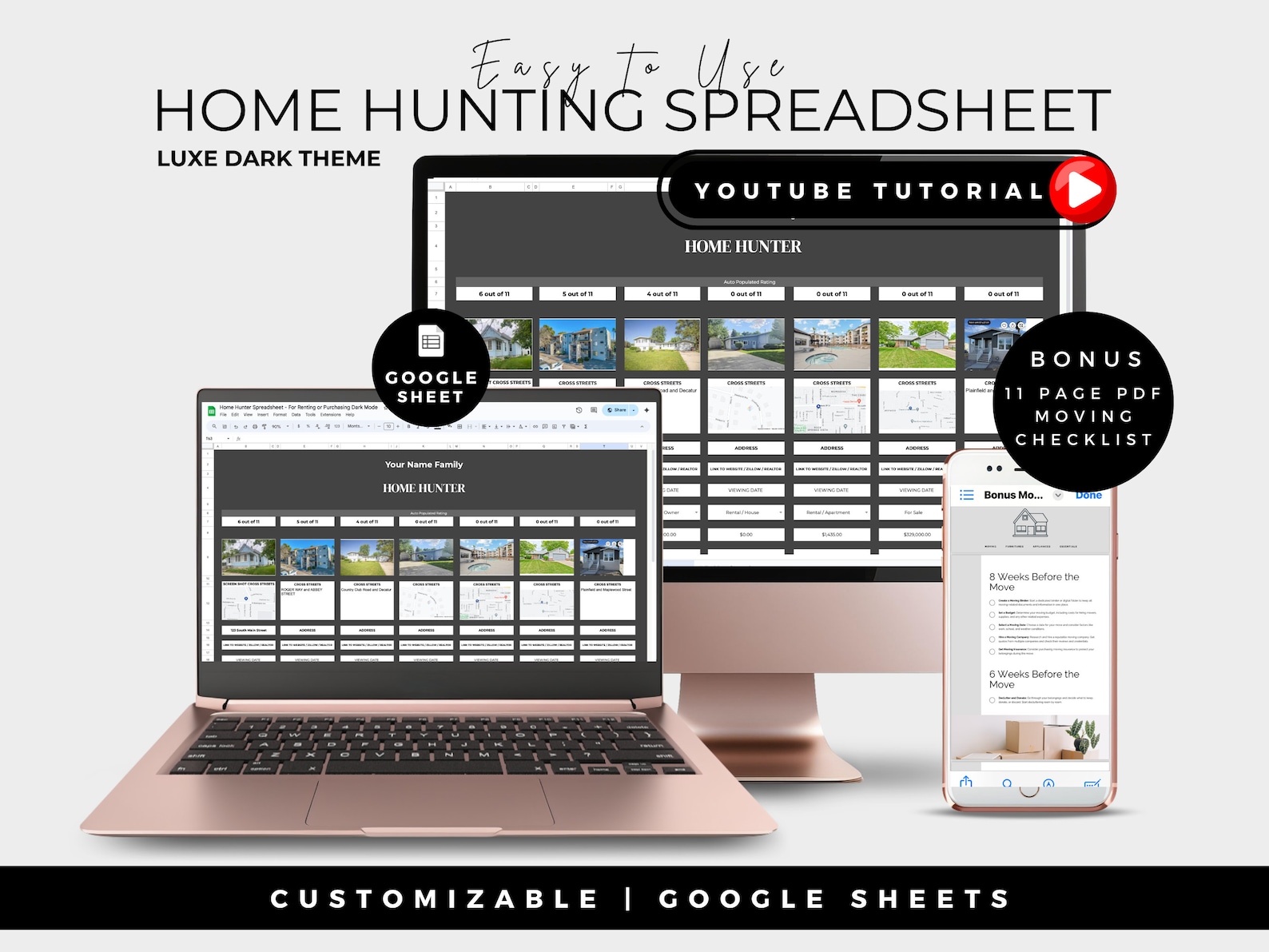 Home Hunting Spreadsheet | House Buying Tracker | Apartment Search ...