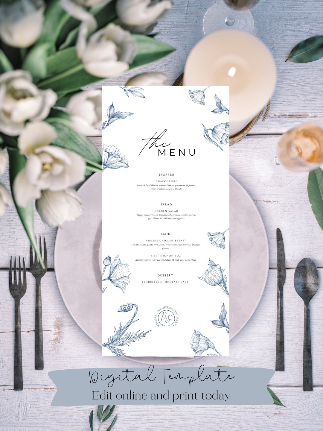 Fully Customizable Menu, Digital on Canva. Wedding Menu. Bachelorette ...