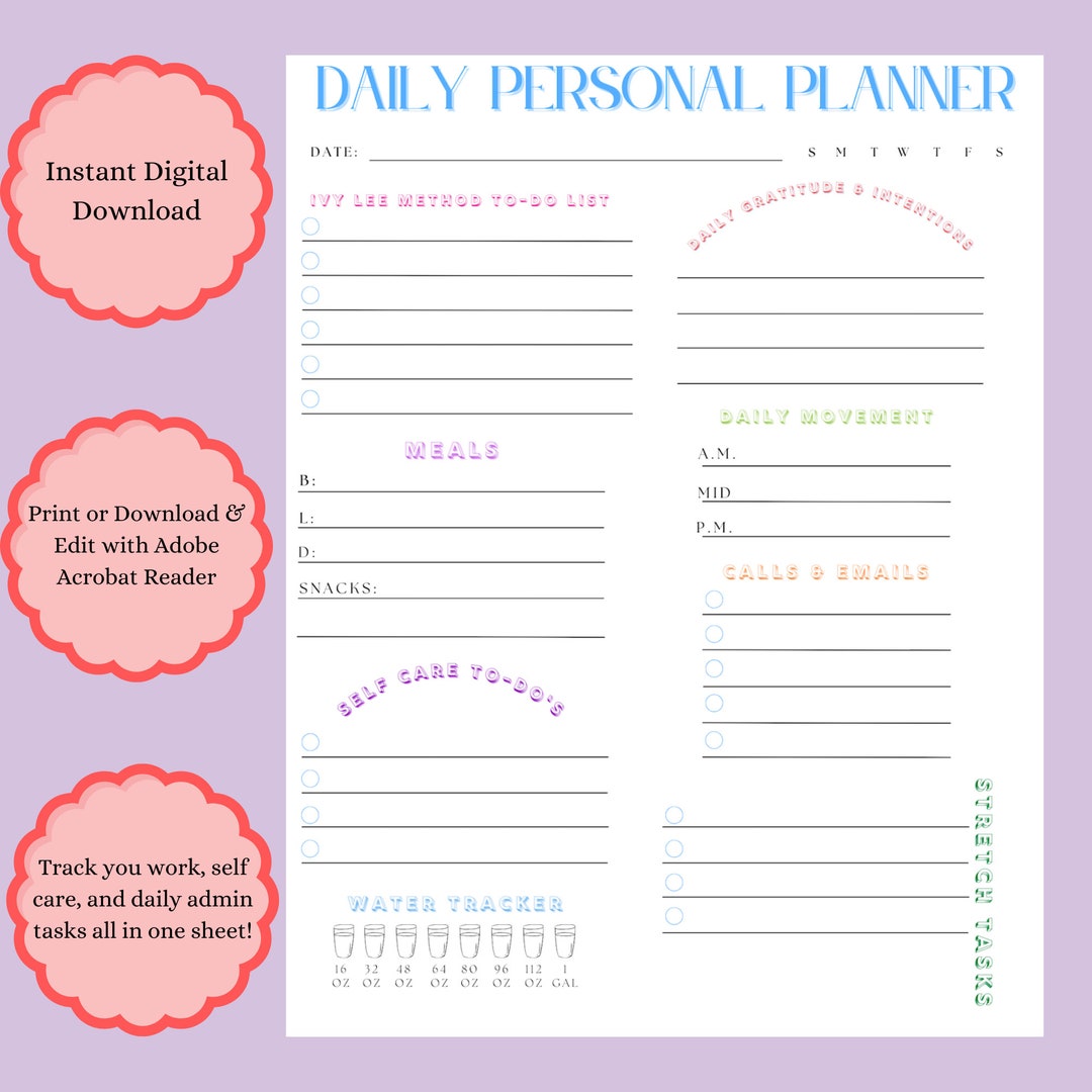 Undated Daily Planner Template | Daily Planner Printable | Printable ...