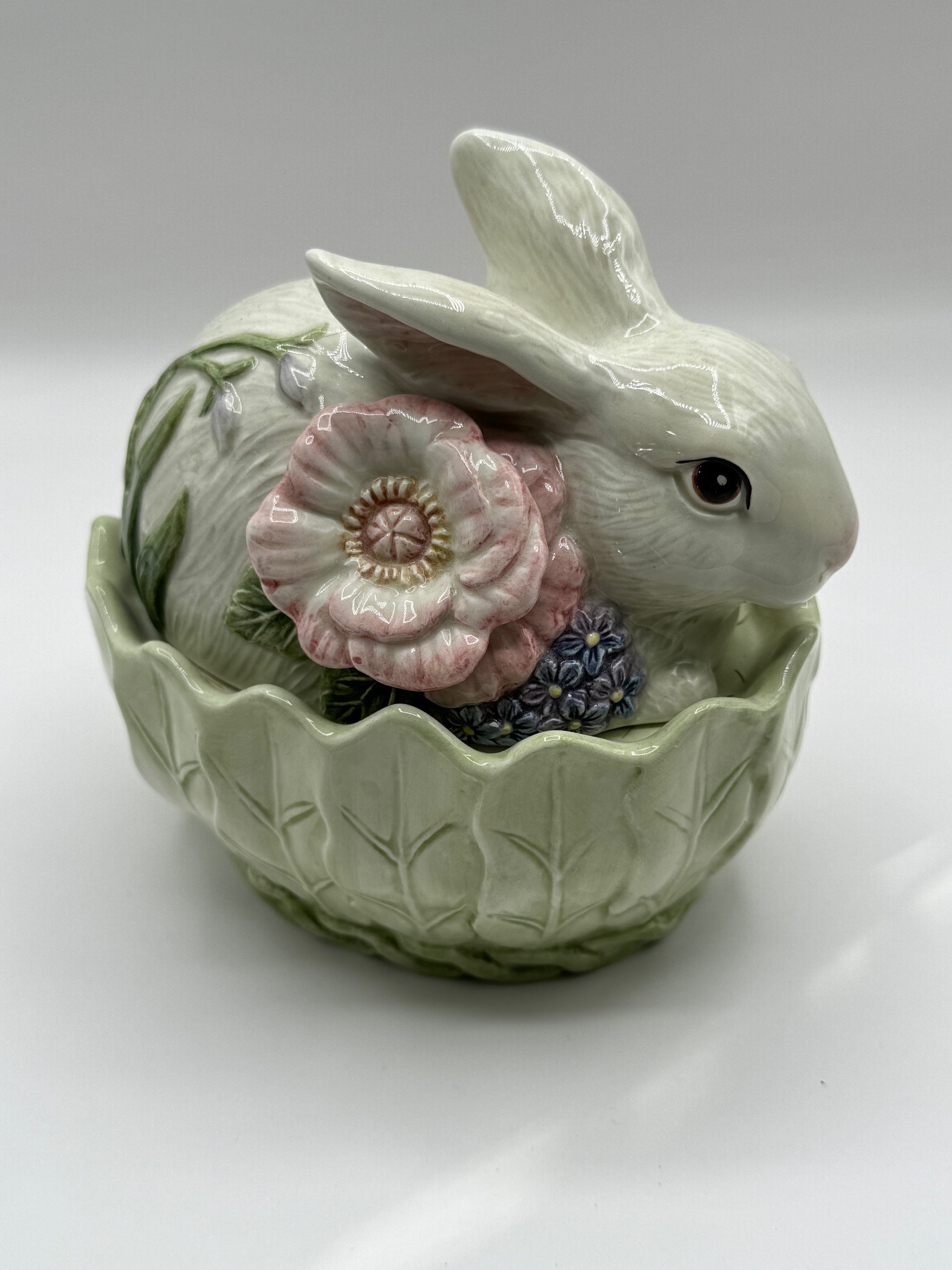 FITZ & FLOYD Fauna Flora Combo-rabbit Bunny Lidded Box Candy Dish and ...