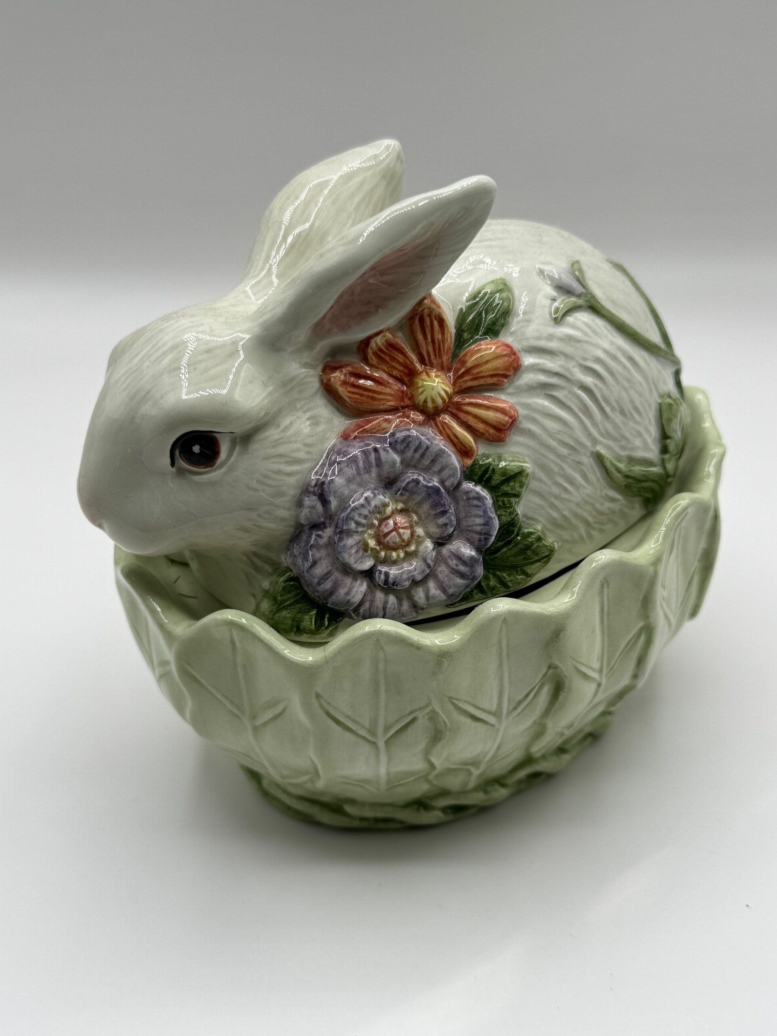 FITZ & FLOYD Fauna Flora Combo-rabbit Bunny Lidded Box Candy Dish and ...