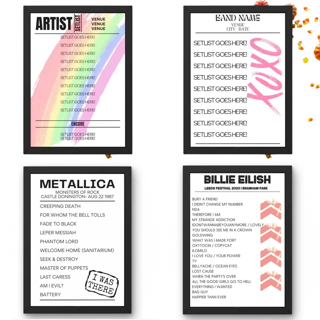 Customisable Setlist Poster - Etsy
