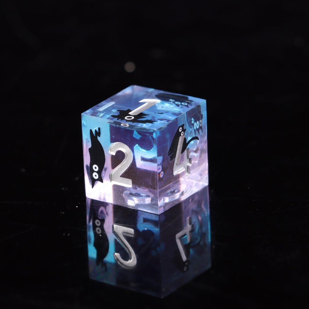 Pink Blue Shadow Cat Dnd Dice Set for Role Playing Games, Cute Kitten ...
